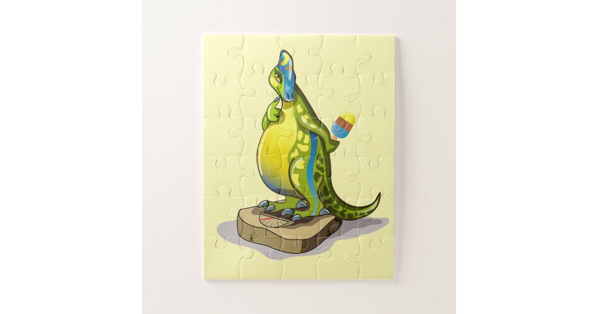 Lambeosaurus Standing On A Weight Scale. Jigsaw Puzzle | Zazzle
