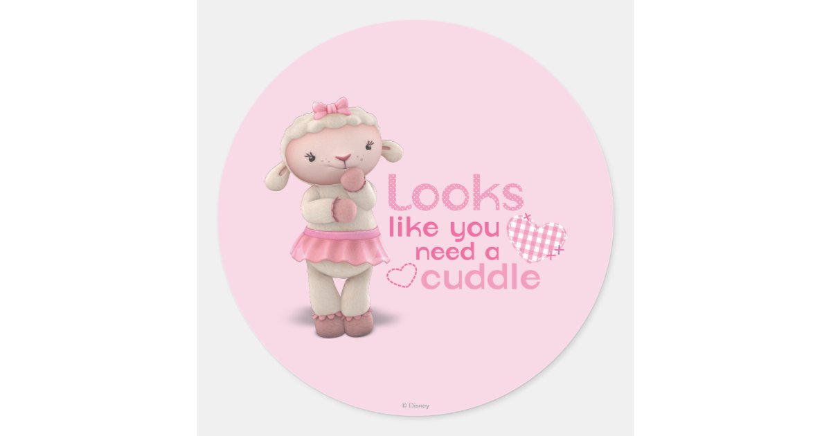 Lambie - Looks Like You Need a Cuddle Classic Round Sticker | Zazzle