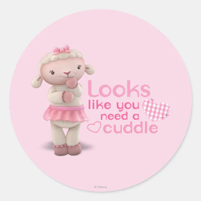 Lambie - Looks Like You Need a Cuddle Classic Round Sticker | Zazzle