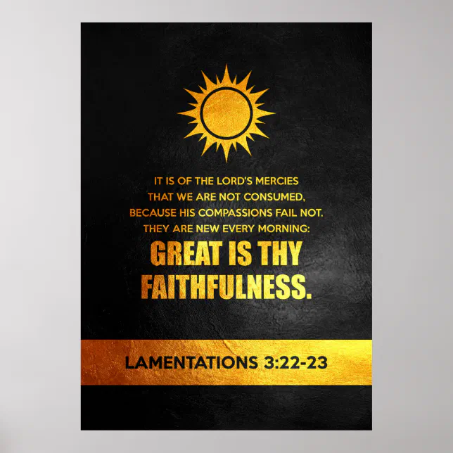 Lamentations 3:22-23 Bible Verse Poster | Zazzle