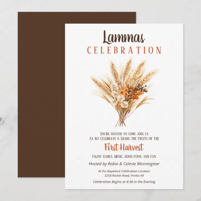 Lammas Pagan Fall Harvest Wheat Bouquet Invitation | Zazzle