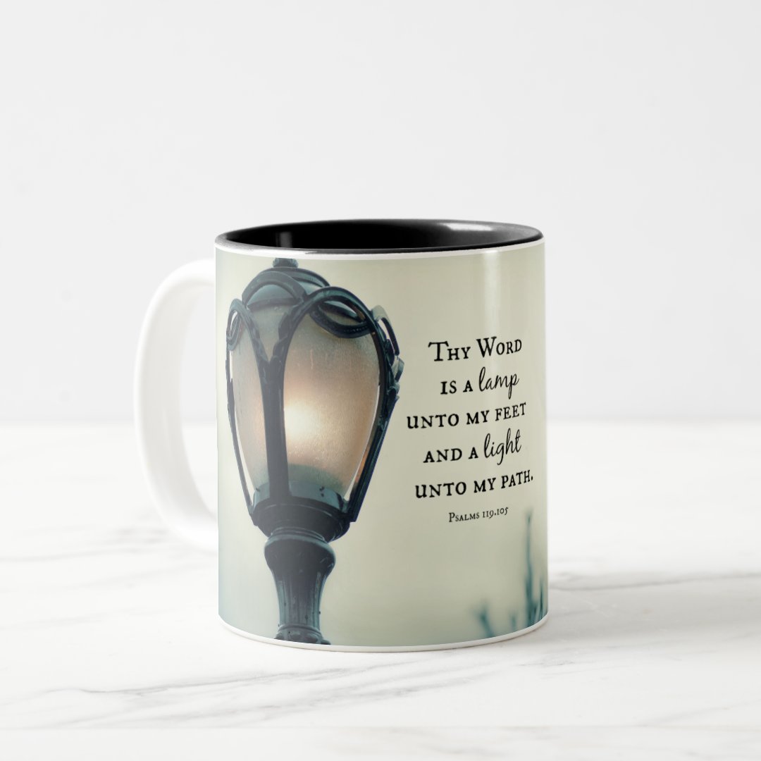 Lamp unto my Feet, Light unto my Path Bible Verse Two-Tone Coffee Mug ...