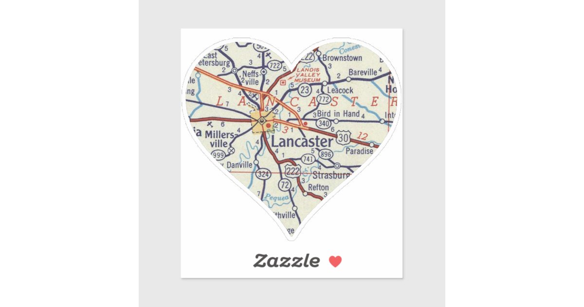 Lancaster PA Vintage Map Sticker | Zazzle