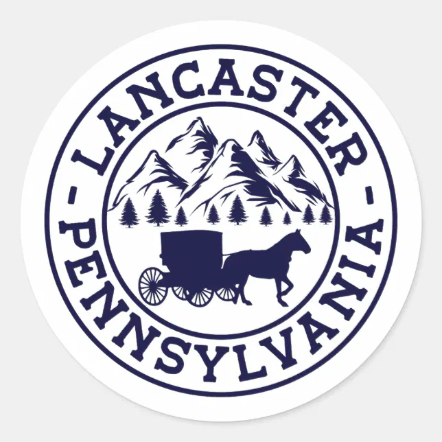 Lancaster PA Vintage Retro 70s Style Classic Round Sticker | Zazzle
