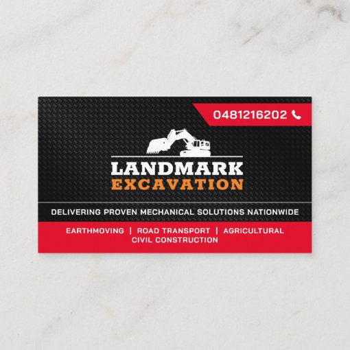 Land clearing, Excavation,Landscaping,Construction Business Card | Zazzle