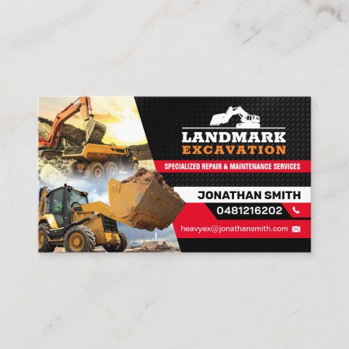 Land clearing, Excavation,Landscaping,Construction Business Card | Zazzle