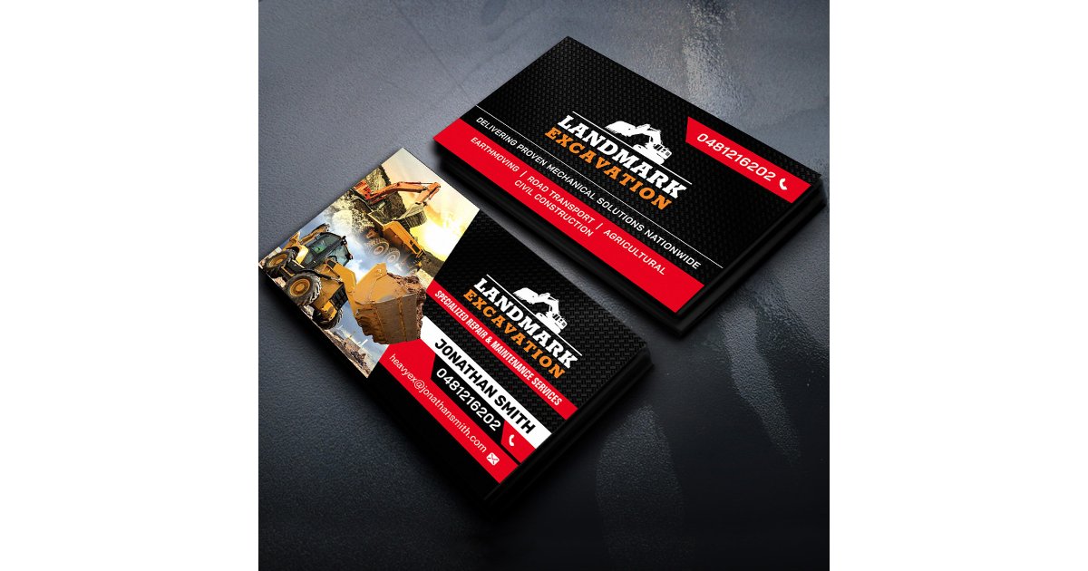 Land clearing, Excavation,Landscaping,Construction Business Card | Zazzle