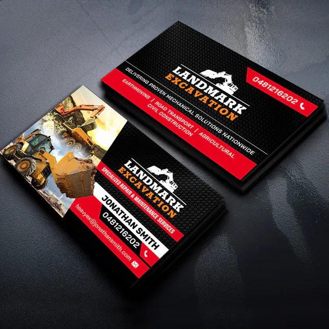 Land clearing, Excavation,Landscaping,Construction Business Card | Zazzle