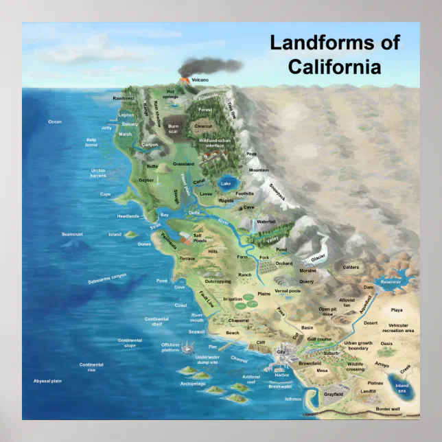 Landforms of California Poster | Zazzle