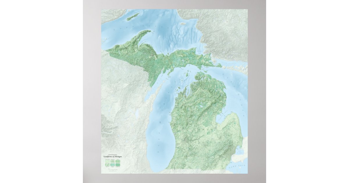 Landforms of Michigan Poster | Zazzle