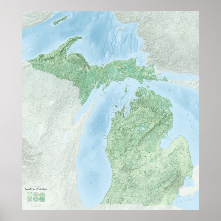 Landforms of Michigan Poster | Zazzle