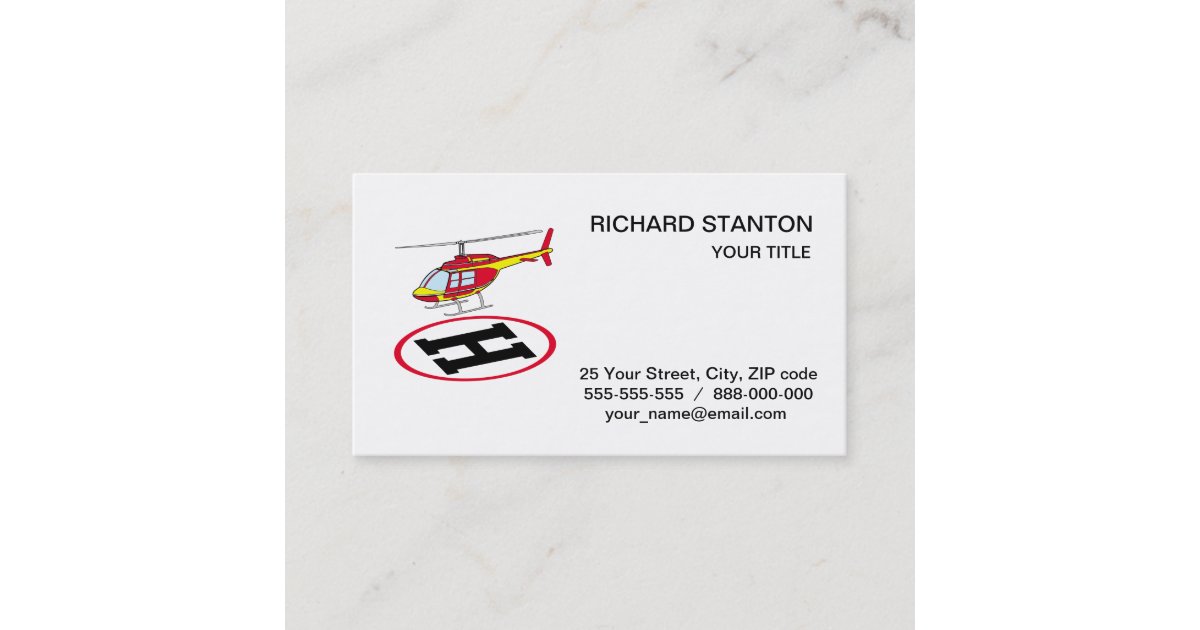 Landing helicopter business card | Zazzle