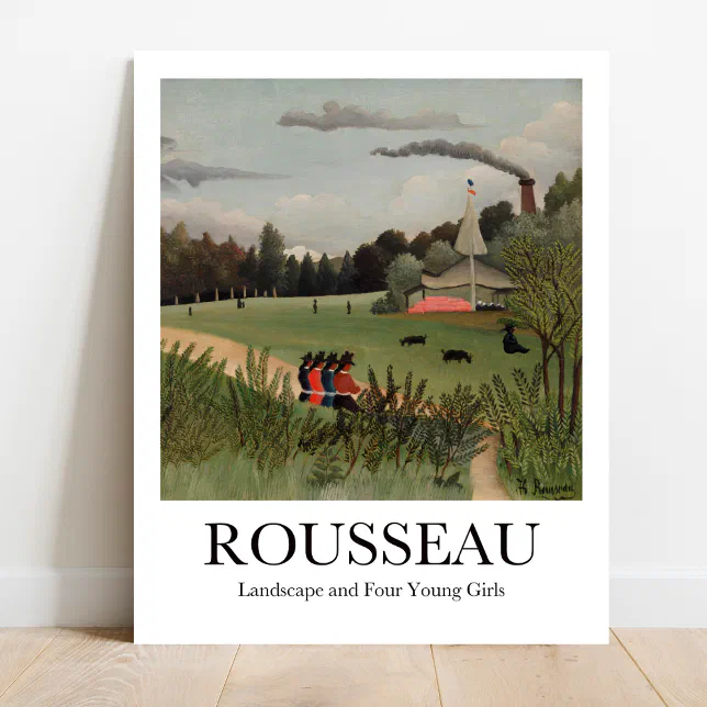 Landscape and Four Young Girls by Henri Rousseau Poster | Zazzle