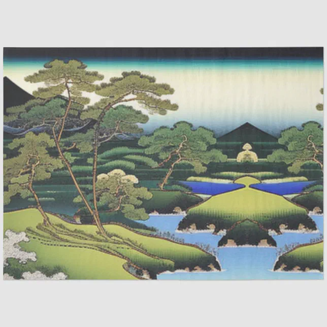 Landscape Asian Water Scene with Trees Decoupage Tissue Paper | Zazzle