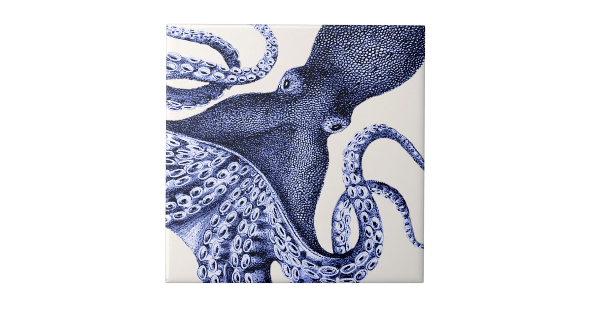 Landscape Blue Octopus Ceramic Tile | Zazzle