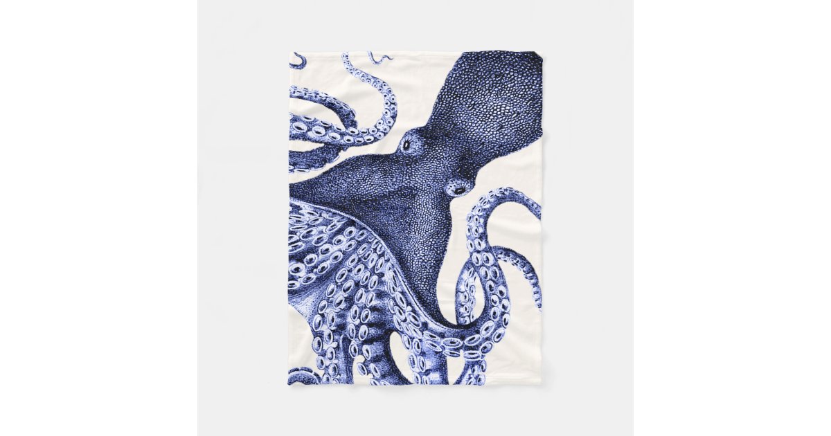 Landscape Blue Octopus Fleece Blanket | Zazzle