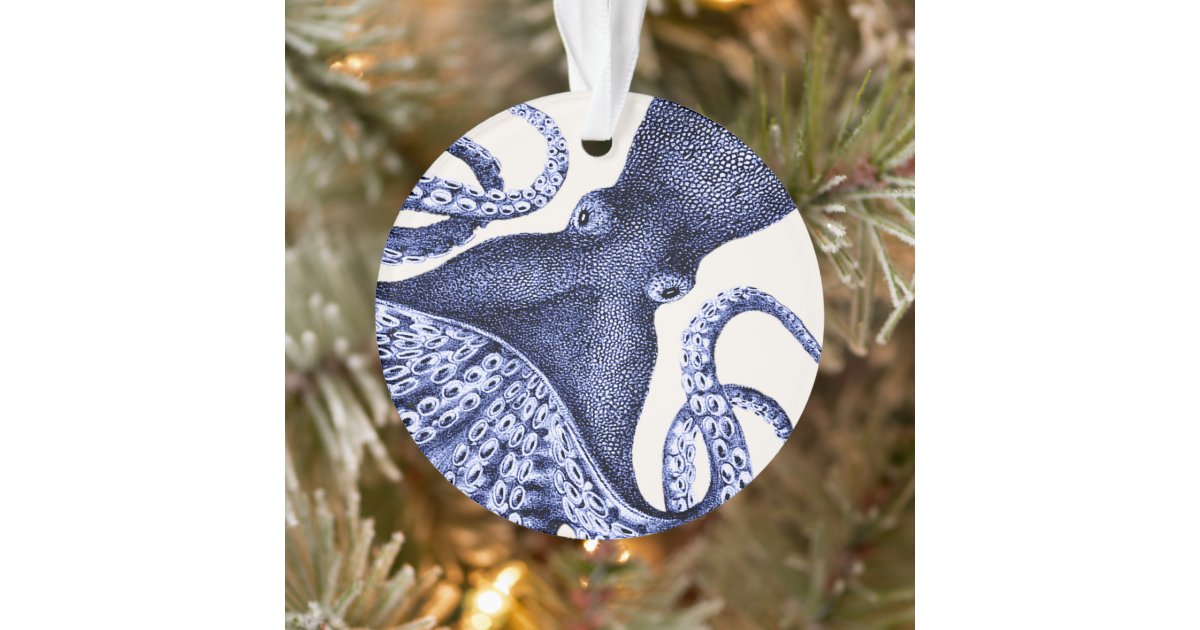 Landscape Blue Octopus Ornament | Zazzle