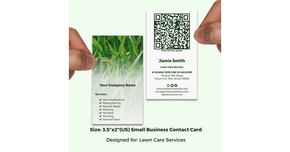 Landscape Branding QR Code Photo Lawn Care Business Card | Zazzle