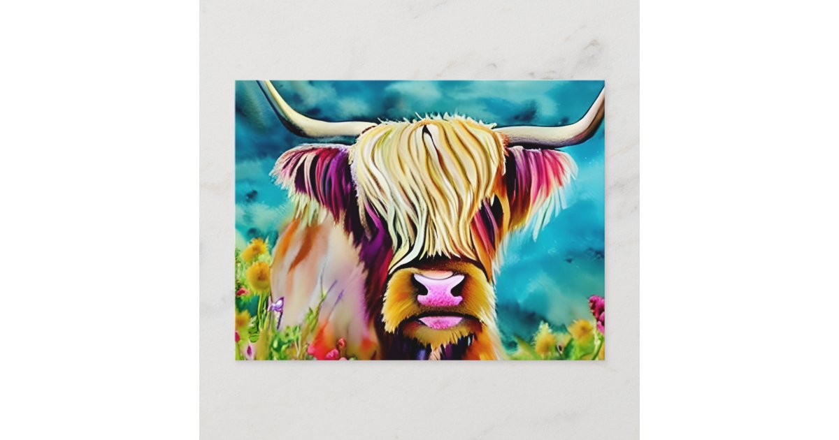 Landscape Highland Cow Postcard | Zazzle
