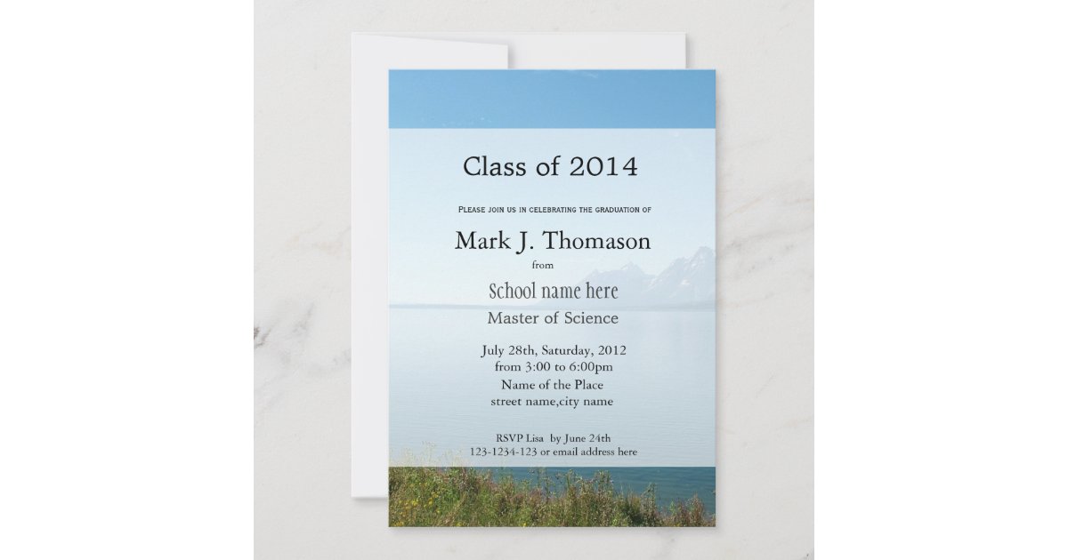 Landscape lake photography graduation party invitation | Zazzle
