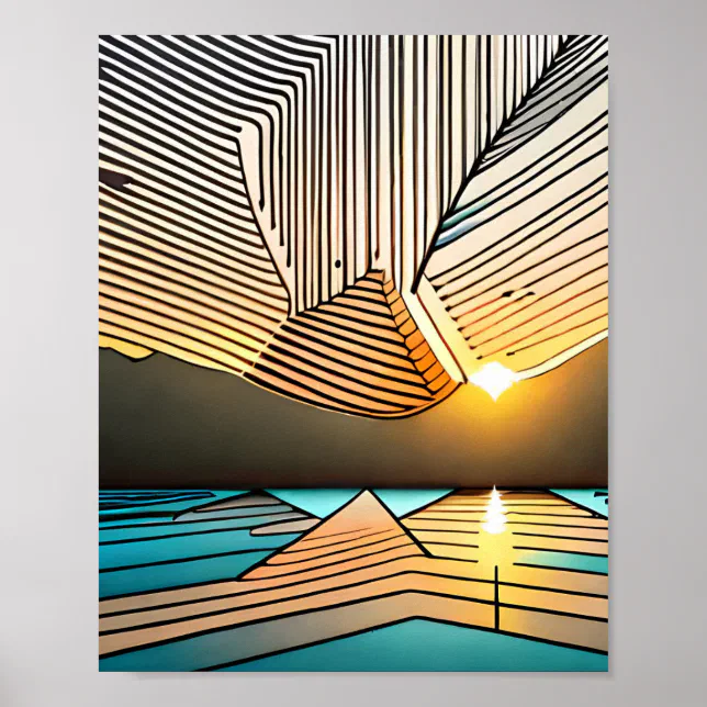 Landscape Mountains Abstract Sunset Sunrise Poster | Zazzle