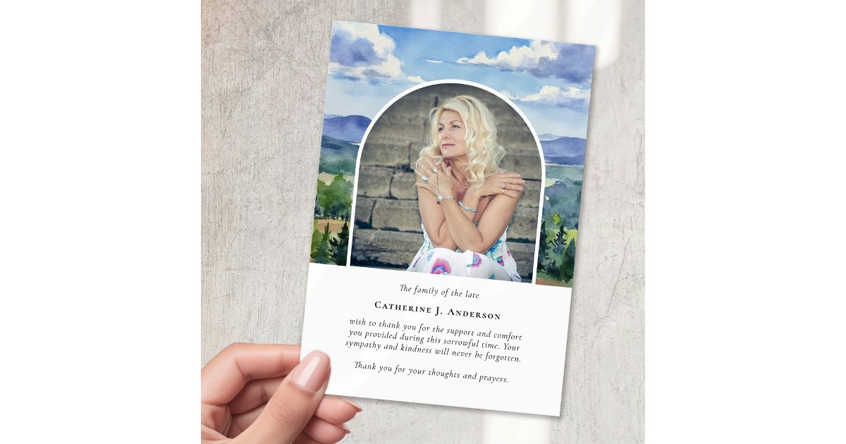 Landscape Sky Memorial Photo Sympathy Funeral Thank You Card | Zazzle
