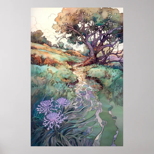 Landscape Watercolor Poster | Zazzle