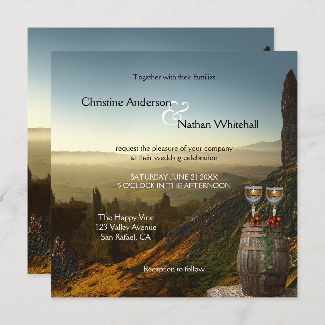 Landscape Wine Vineyard Winery Wedding Invitation | Zazzle