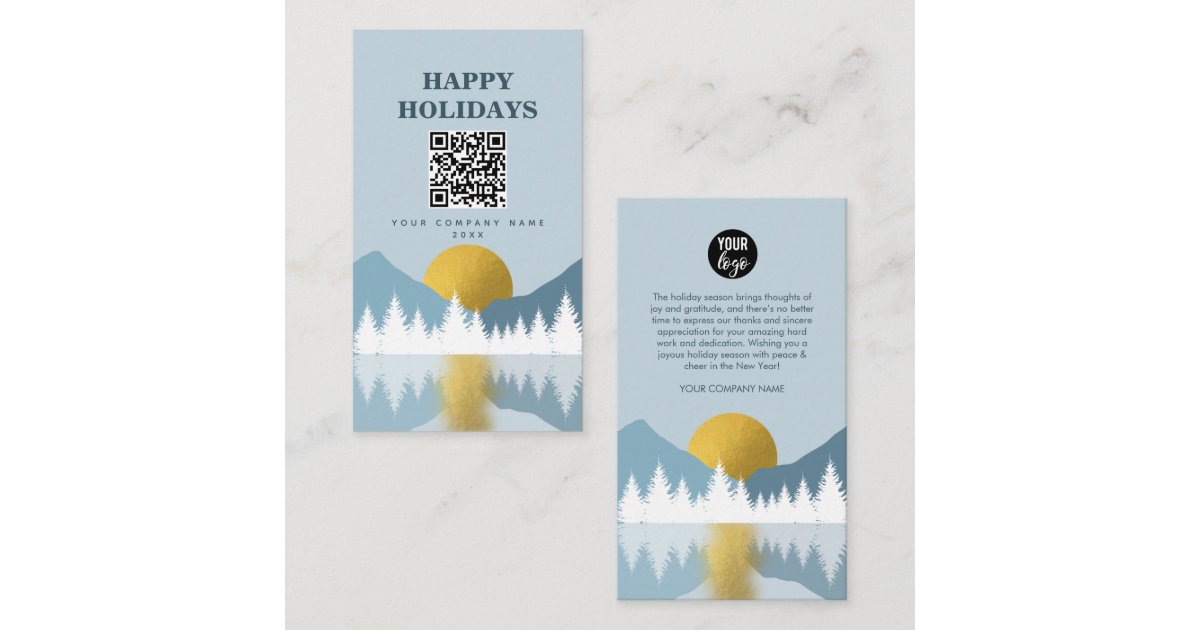 Landscape Winter Happy Holidays Business QR Code Business Card | Zazzle