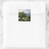 Landscape with a Mill Square Sticker | Zazzle