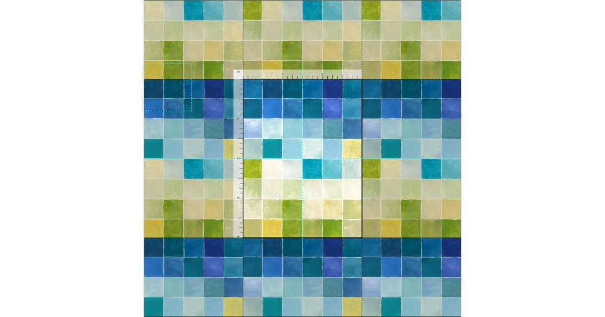 Landscape with Multicolored Pixilated Squares Fabric | Zazzle