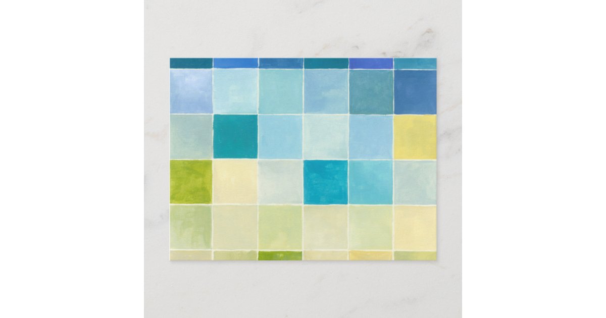 Landscape with Multicolored Pixilated Squares Postcard | Zazzle