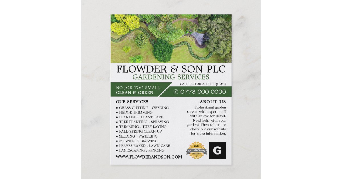 Landscaped Gardening Service, Horticulturist Flyer | Zazzle