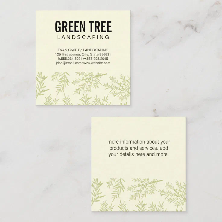 Landscaping Architecture | Juniper Branches Square Business Card | Zazzle