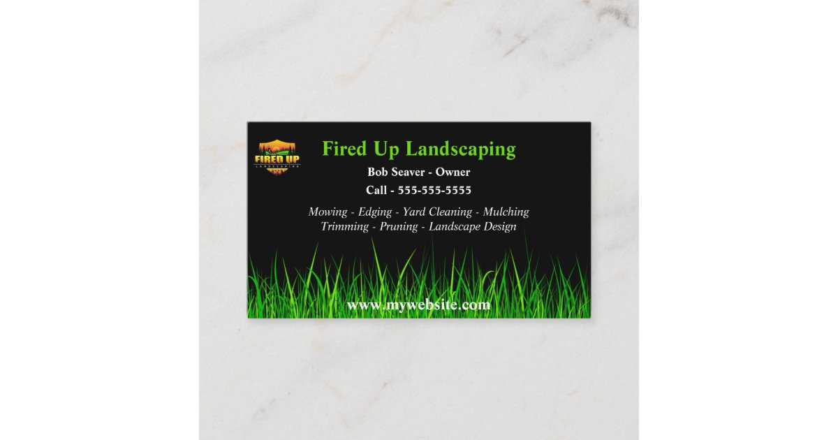 Landscaping Business Cards With Logo & Services | Zazzle