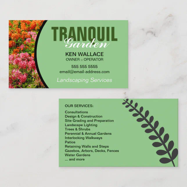 Landscaping Garden Greenhouse Lawn Care Business C Business Card | Zazzle