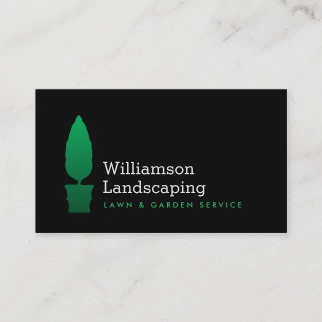 Landscaping, Gardening Green Topiary Logo II Business Card | Zazzle