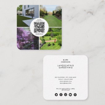 Landscaping Gardening Photo QR Code Social Media Square Business Card ...