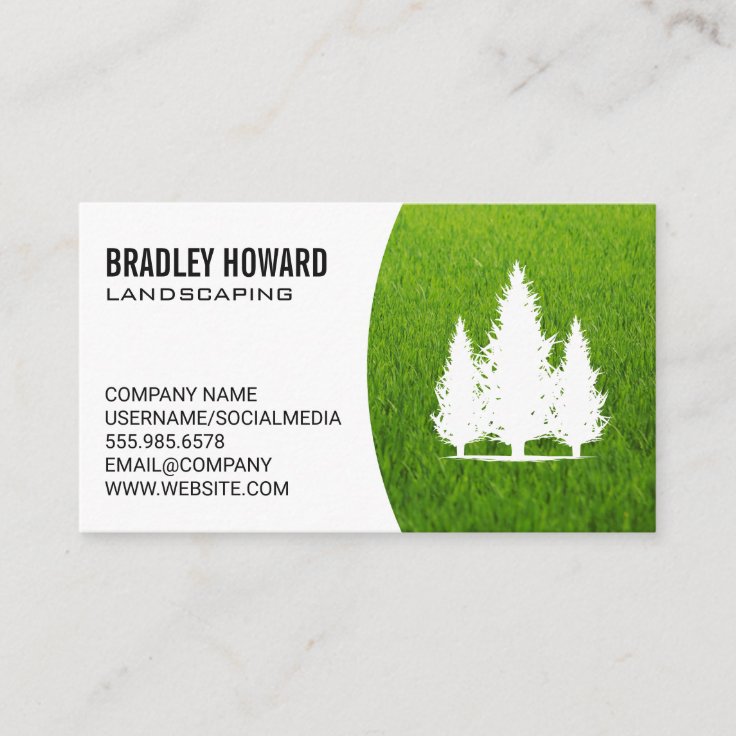 Landscaping | Lawn and Tall Trees Business Card | Zazzle