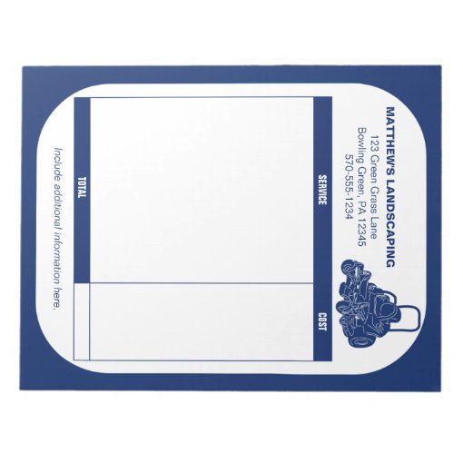 Landscaping Lawn Mowing Business Receipt Invoice Notepad | Zazzle