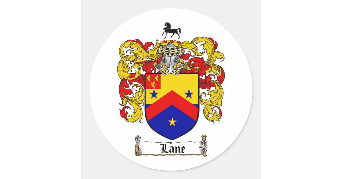 LANE FAMILY CREST - LANE COAT OF ARMS CLASSIC ROUND STICKER | Zazzle