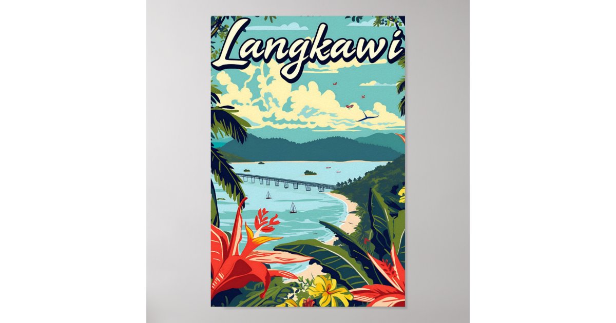 Langkawi Malaysia Artistic Travel Illustration Poster | Zazzle