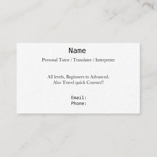 Language Business Card | Zazzle.com