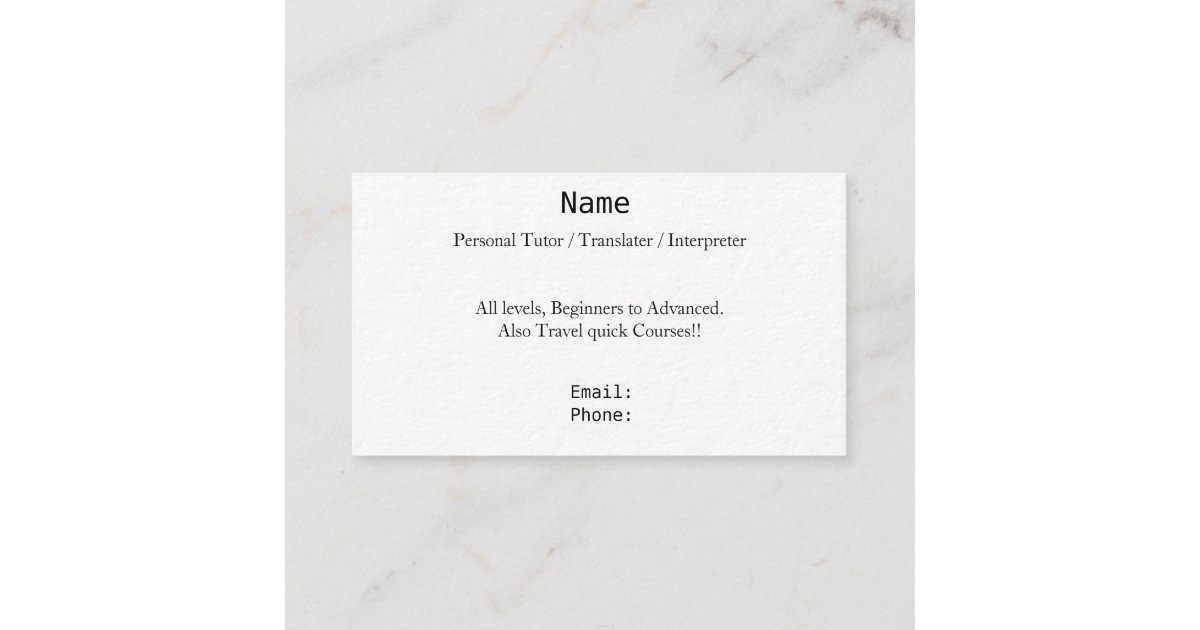 Language Business Card | Zazzle
