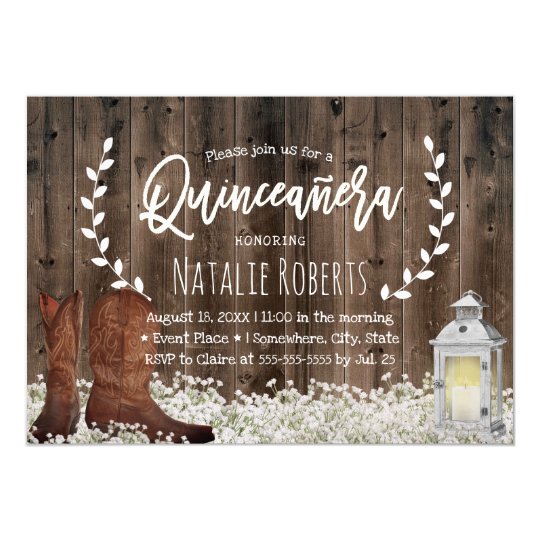 Lantern Rustic Floral Cowgirl Barn Quinceanera 15 Invitation | Zazzle.com