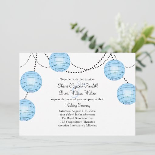 Lanterns Wedding Invitation in Blue | Zazzle