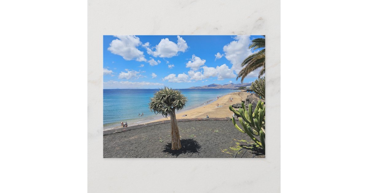 Lanzarote beach and clouds view postcard | Zazzle