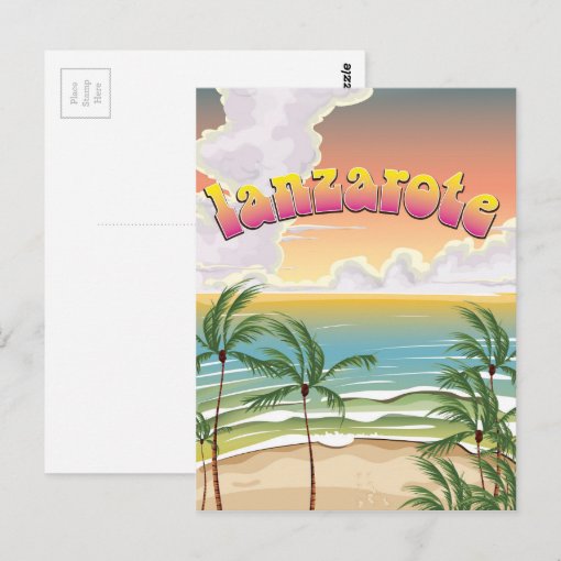 Lanzarote beach travel poster postcard | Zazzle