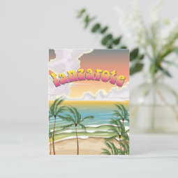 Lanzarote beach travel poster postcard | Zazzle