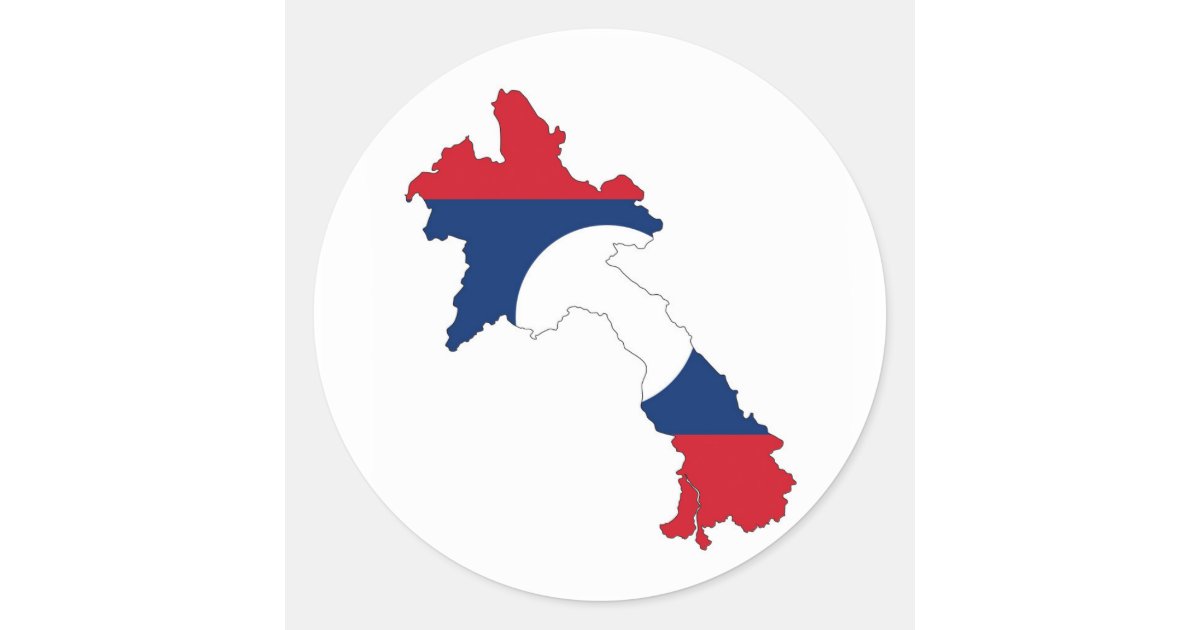 laos country flag map shape silhouette symbol classic round sticker ...